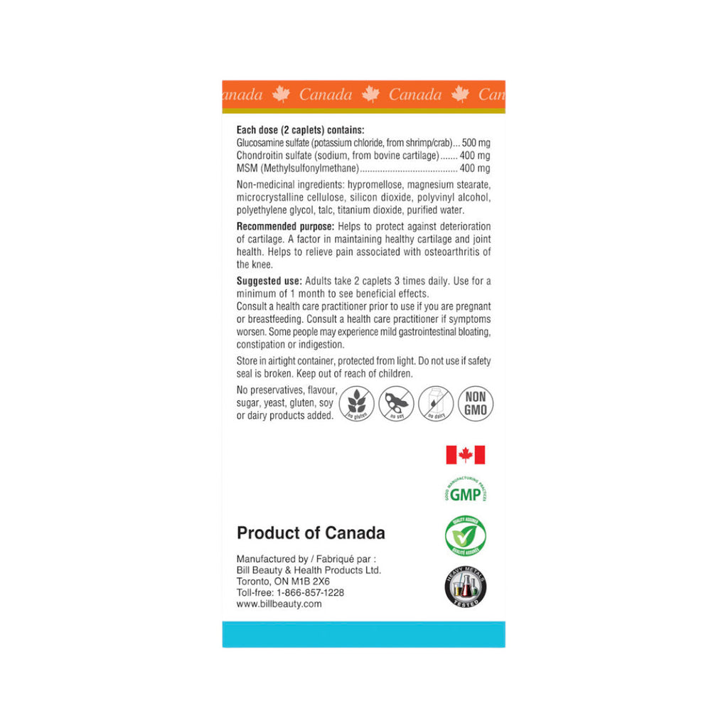 Bill Glucosamine Chondroitin MSM 500mg(120 caplets) | Yue Hwa Online Shop